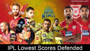 IPL Lowest Score Defended | Lowest Score Ever Defended in IPL