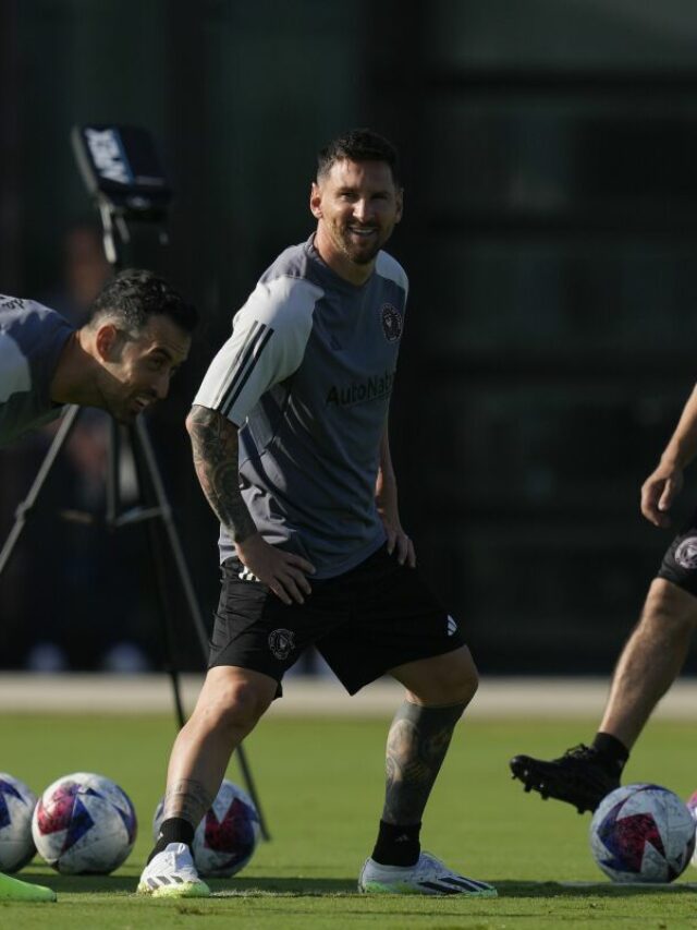 Pictures of Lionel Messi's first training session with Inter Miami team ...