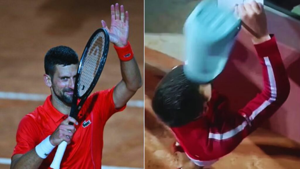 Novak Djokovic hit on the head in Italian Open